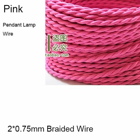 Винтажный тканевый провод 0,75 мм² медный 5/10/20/50 м Pink, 5m