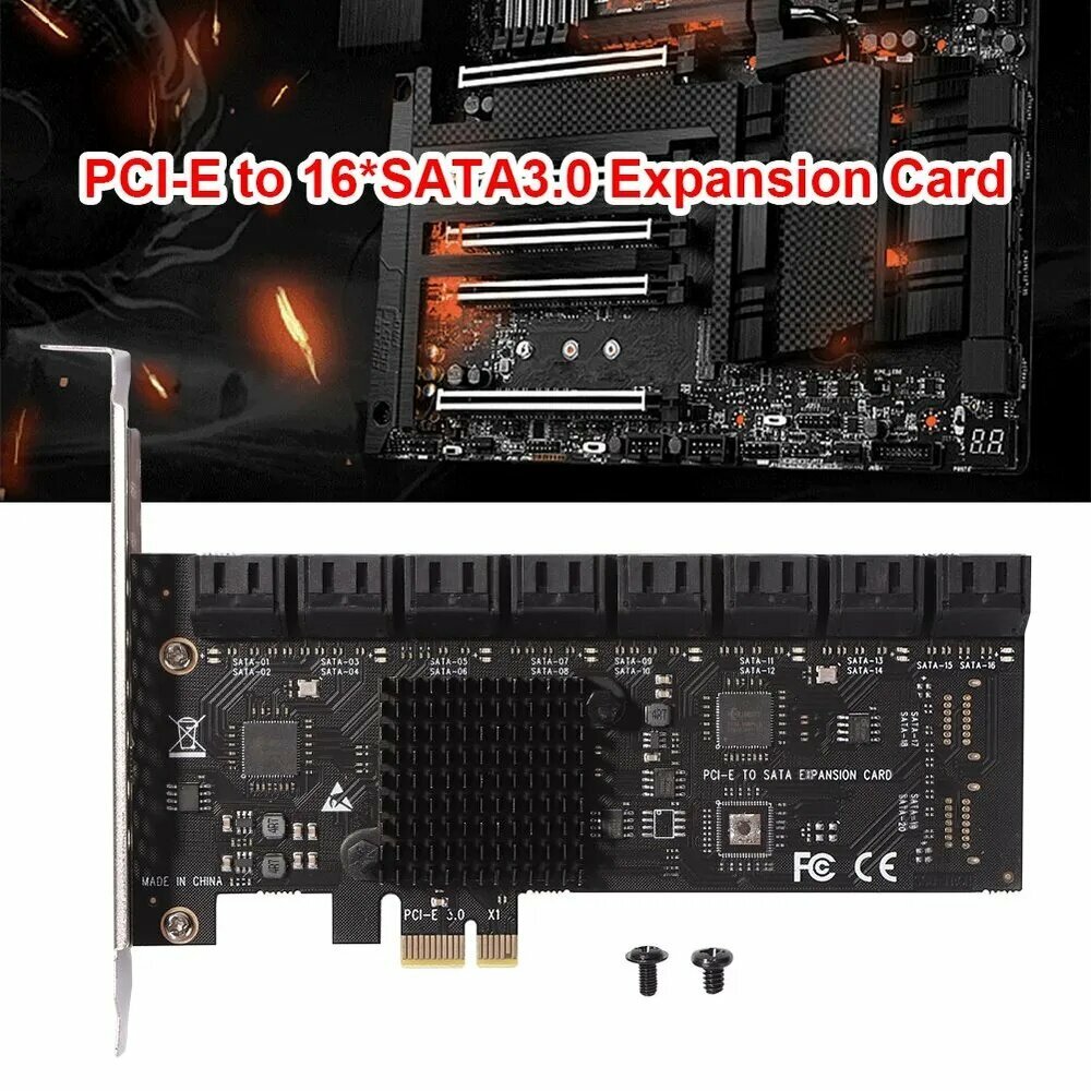 PCI Express x1-адаптер для подключения 16 накопителей SATA III со скоростью передачи данных до 6 Гбит/с