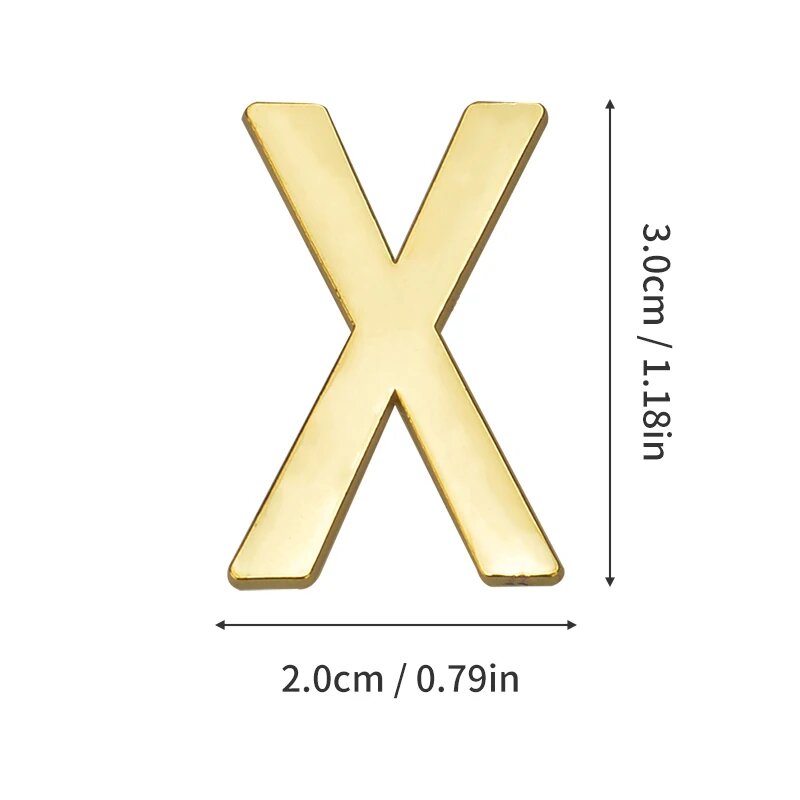 Металлические самоклеящиеся буквы и цифры для дома 3x2 см Letter X