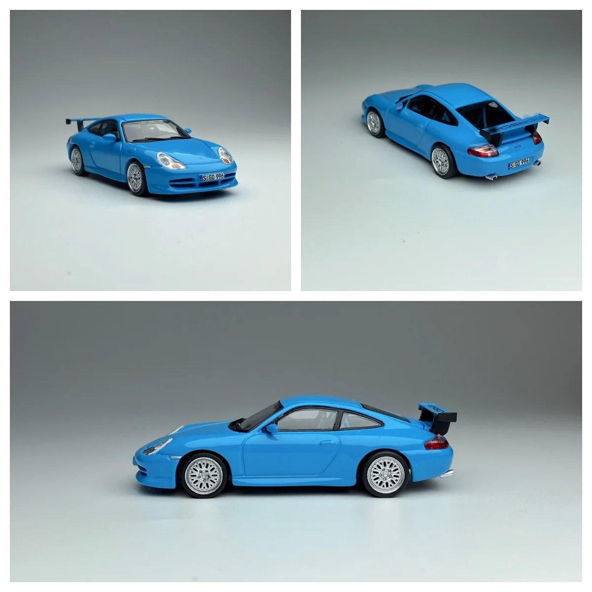 Масштабная модель автомобиля 1:64 911 (996) GT3 — светло-голубой — Tarmac Works x IXO, литая под давлением, из сплава