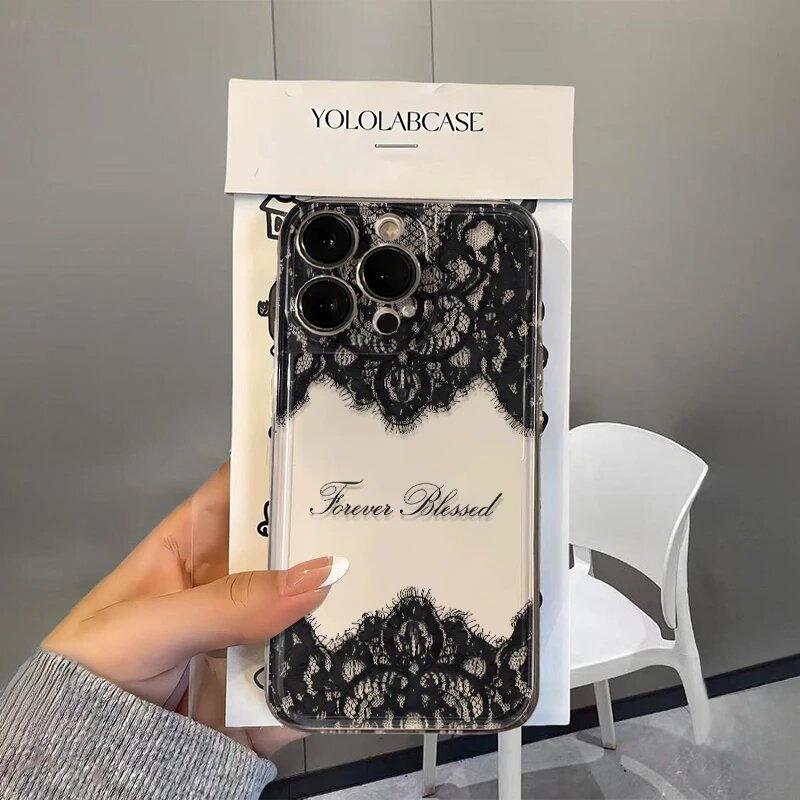 Чехол для iPhone с кружевом "Forever Blessed", Clear-WQCS453