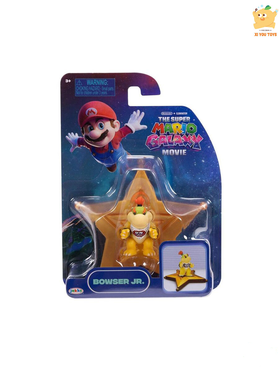 Коллекционная мини-фигурка Bowser из Super Mario Galaxy, пластик, на золотой звёздной подставке, высота 11 см, для детей