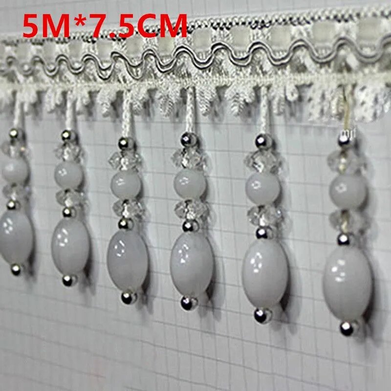 7.5CM*5M Декоративный бордюр для штор с бисером и кристаллами европейский стиль фри имитация нефрита