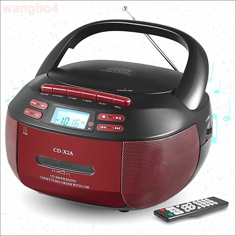 CD - плеер Boombox Коробочный проигрыватель Комбинированный Bluetooth AM, FM - радио стерео звук с пультом дистанционного управления, записи ленты, AC/DC с питанием, разъем для наушников.