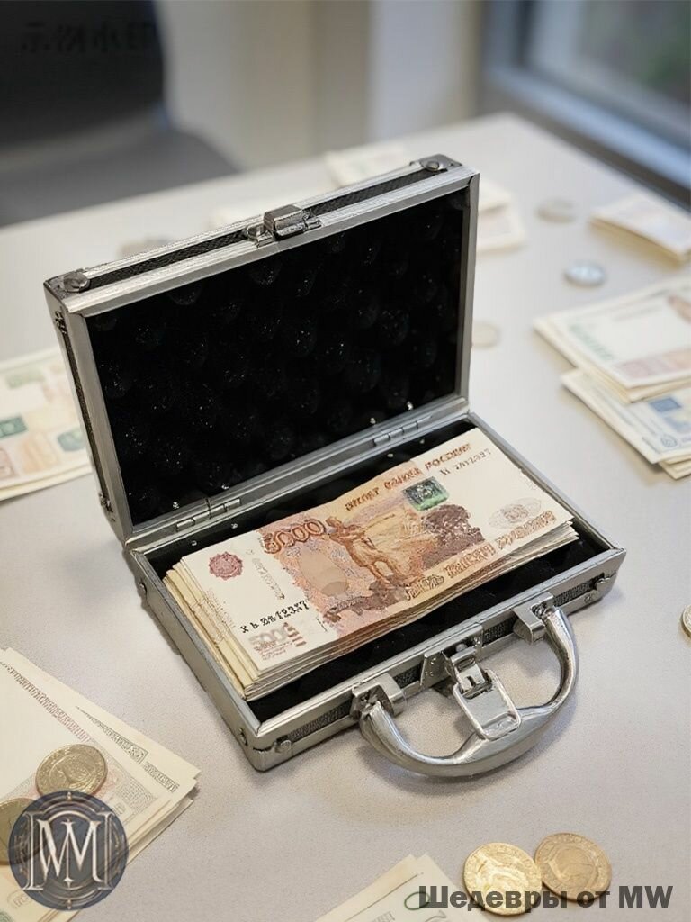 Мини чемодан для денег, открытка для денег