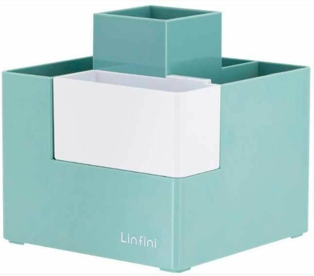 Подставка канцелярская Deli Linfini, зелёная, 6 отделений, 12х12х12.3 см