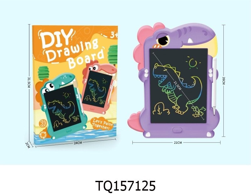 Детская электронная доска для рисования с изображением мультяшного динозавра, ЖК-дисплей, функция стирания одним нажатием, цветная доска для граффити, игрушка.