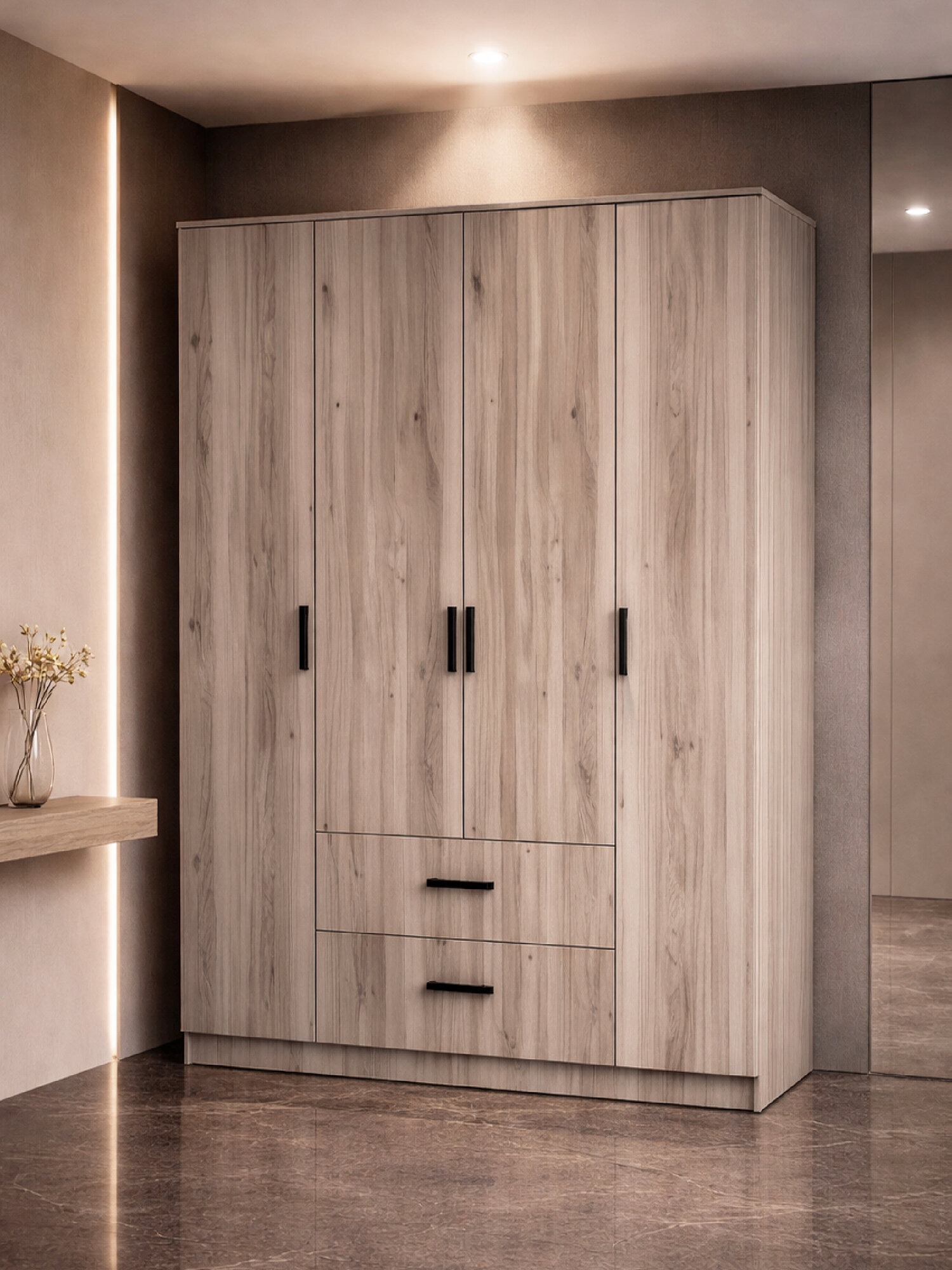 Шкаф для одежды в прихожую распашной "Титан" дуб смоки, 222х160х62 см