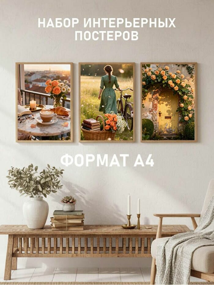 Интерьерные постеры на стену А4 набор 3 шт