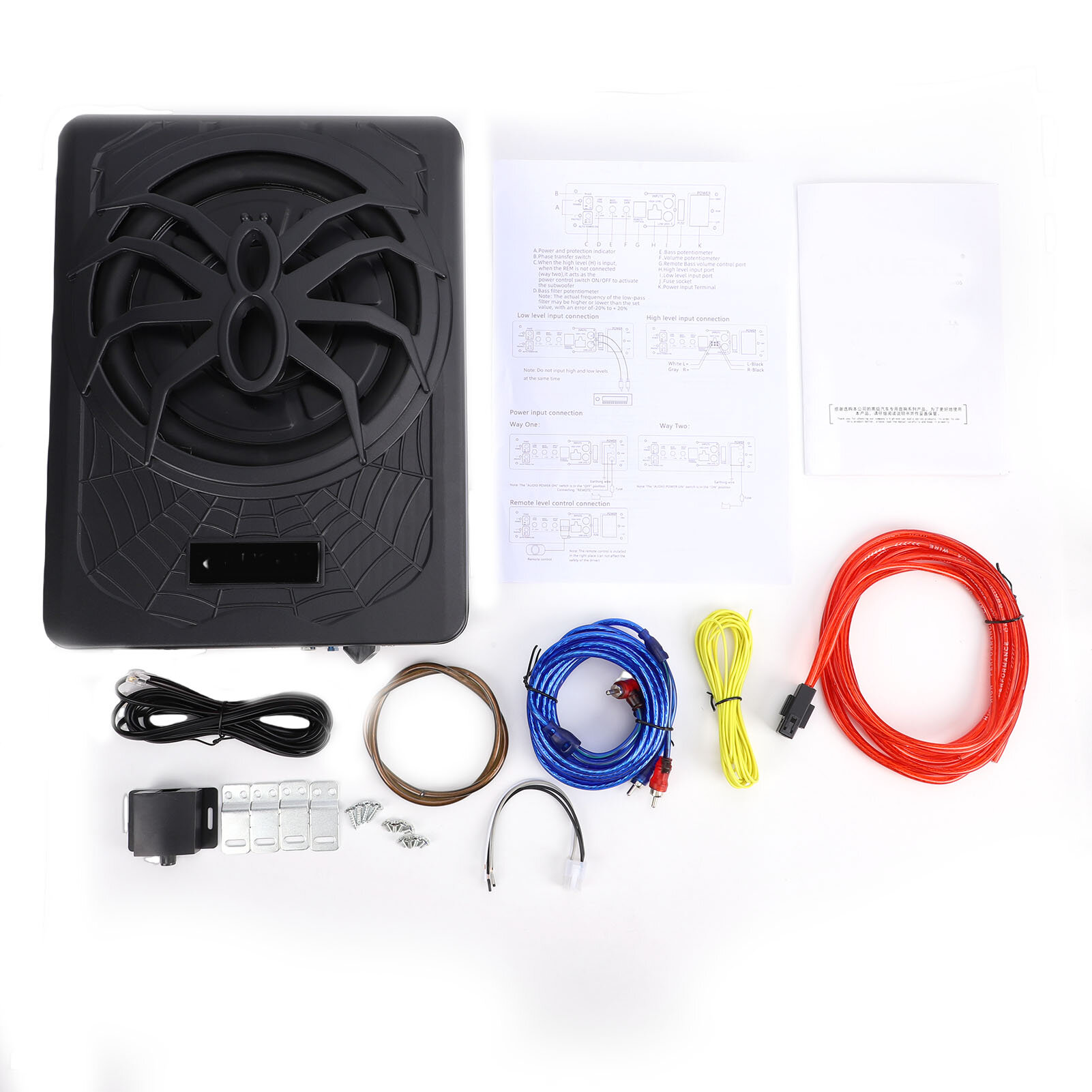 10-дюймовый тонкий автомобильный сабвуфер под сиденье со светодиодной подсветкой и встроенным усилителем, активный, подходит для большинства легковых автомобилей, грузовиков и сидений. Цветной.