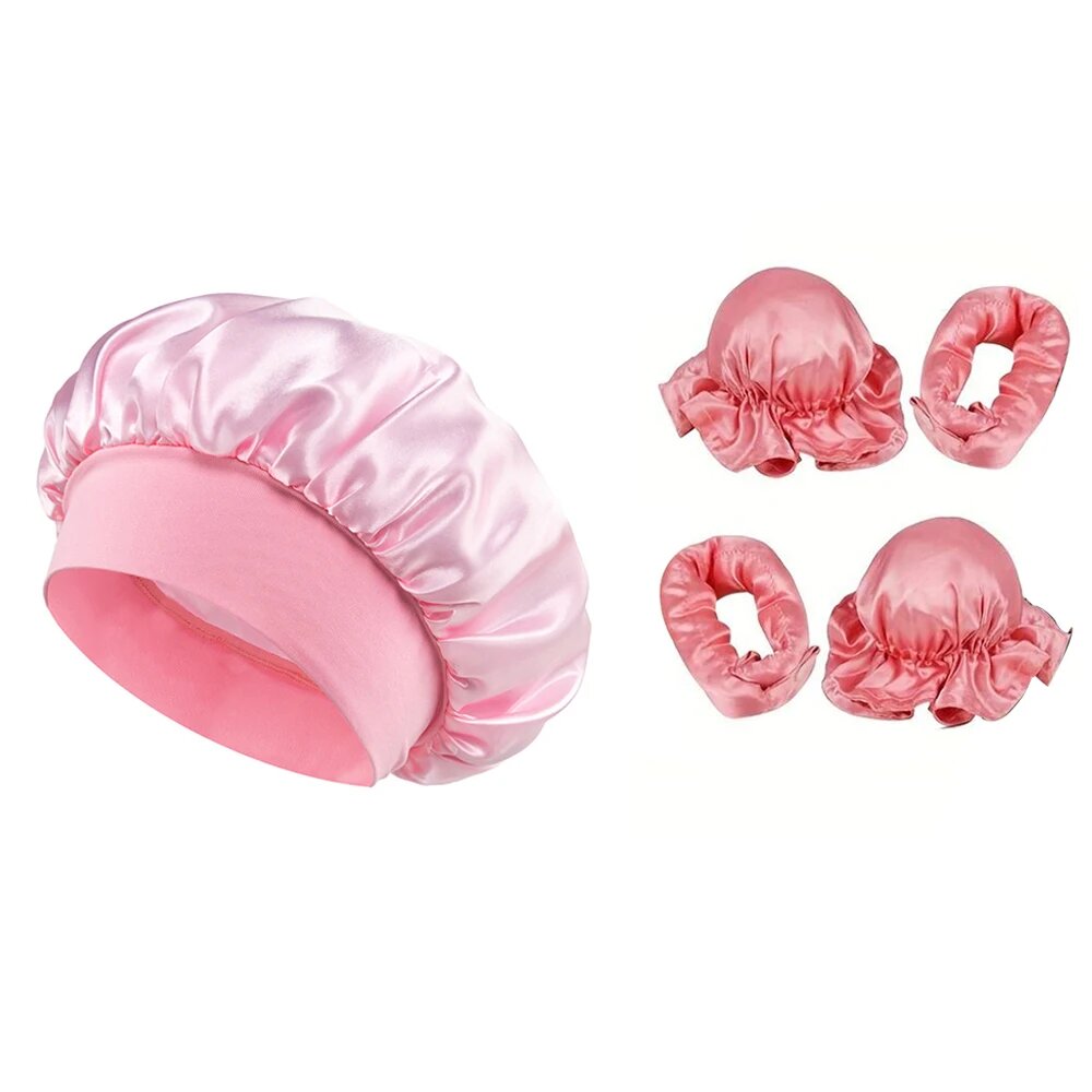 Набор шелковых колпаков и бигуди Pink set-B