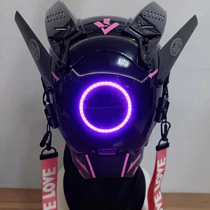 Киберпанк маска Хищник шлем Мужской меха светящийся полный капюшон тактическая маска