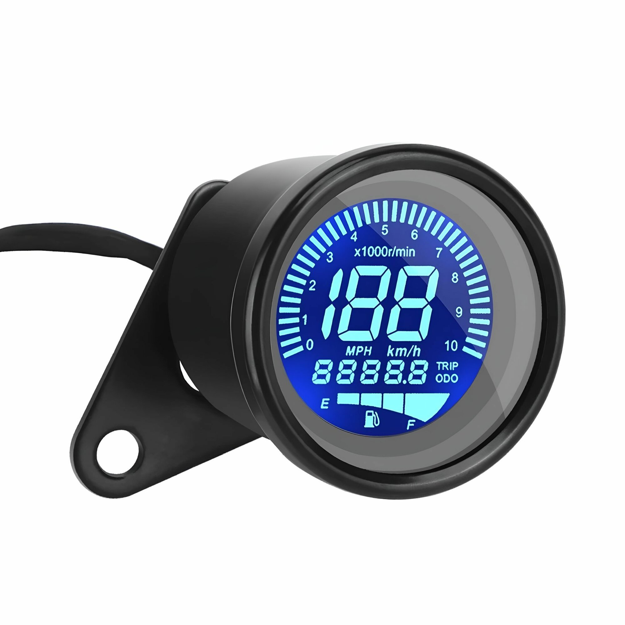 Цифровой GPS-спидометр для мотоцикла GJX — подсветка LED, тахометр, одометр и trip meter, универсальный 12V, чёрный