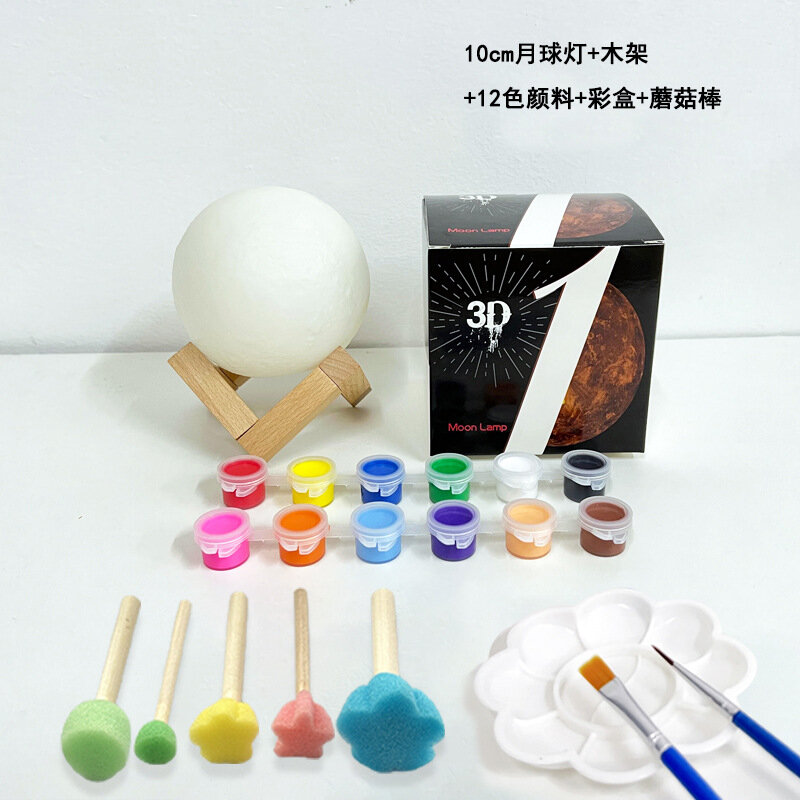 Расписанный вручную лунный светильник-ночник, светодиодный светильник для спальни, лунный светильник, лампа-планета в виде граффити своими руками