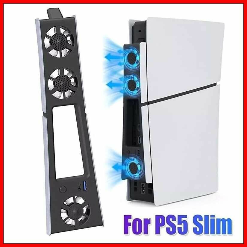 Бесшумный усиленный вентилятор охлаждения для PS5 Slim-консоли (цифровой/дисковый) со светодиодными лампами, эффективная система охлаждения для Playstation 5 Slim