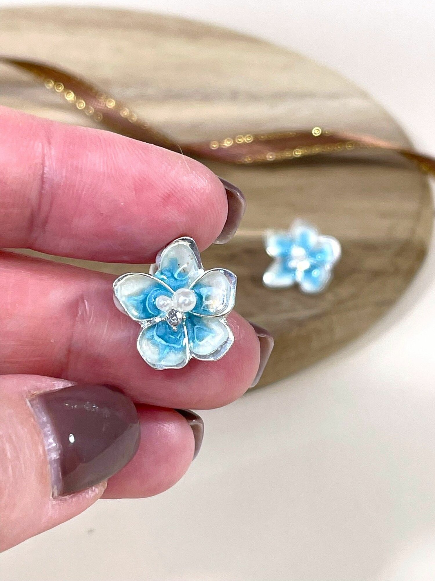 Серьги пусеты, фианит