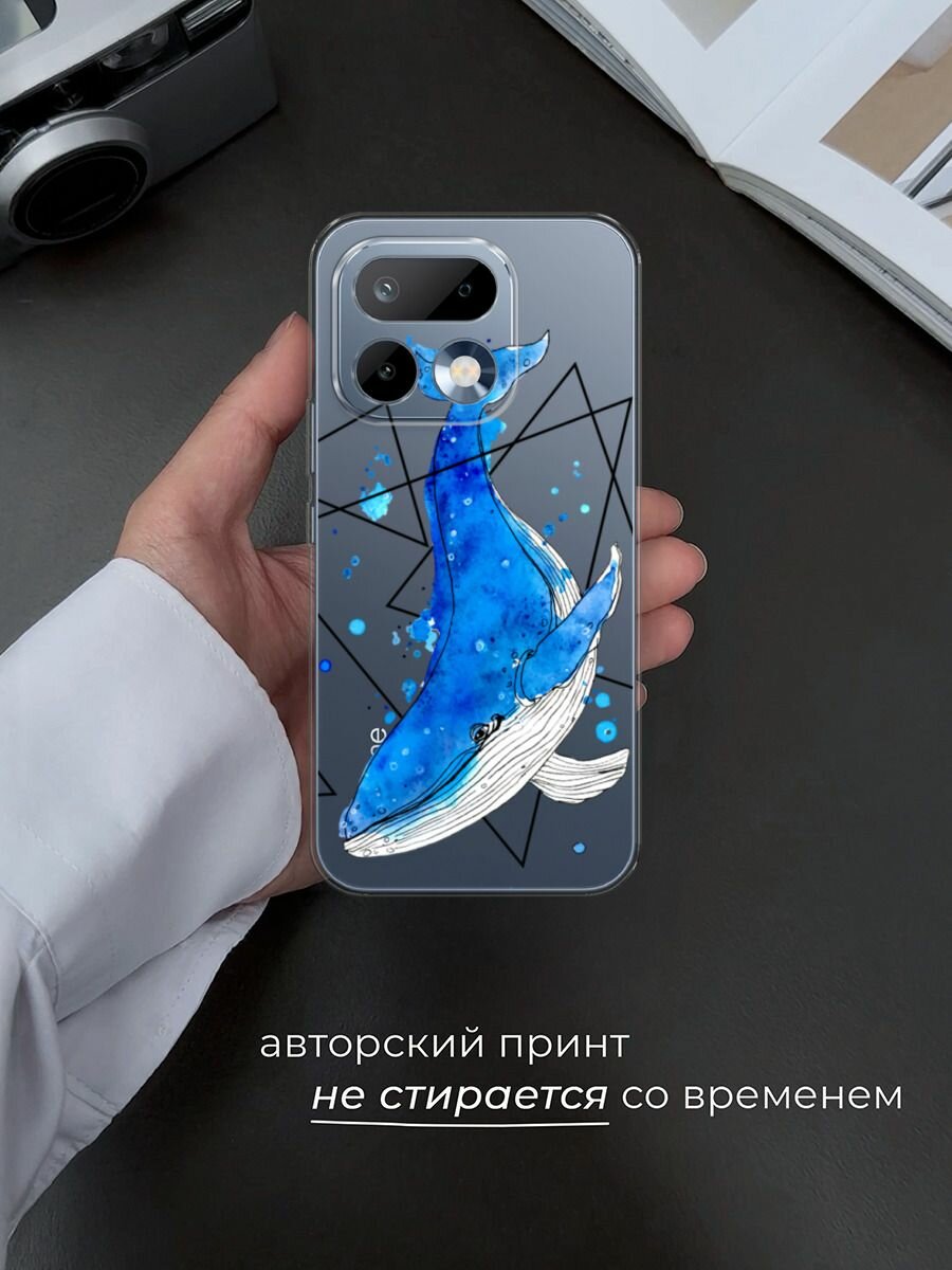 Чехол на Realme 16 Pro / Реалме 16 Про с принтом Кит графика, прозрачный — фото 1