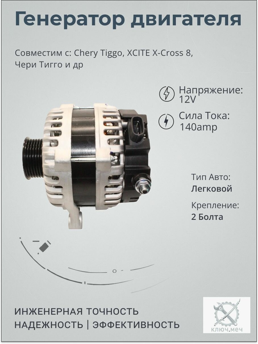 Генератор для Chery Tiggo, XCITE X-Cross 8, Чери Тигго