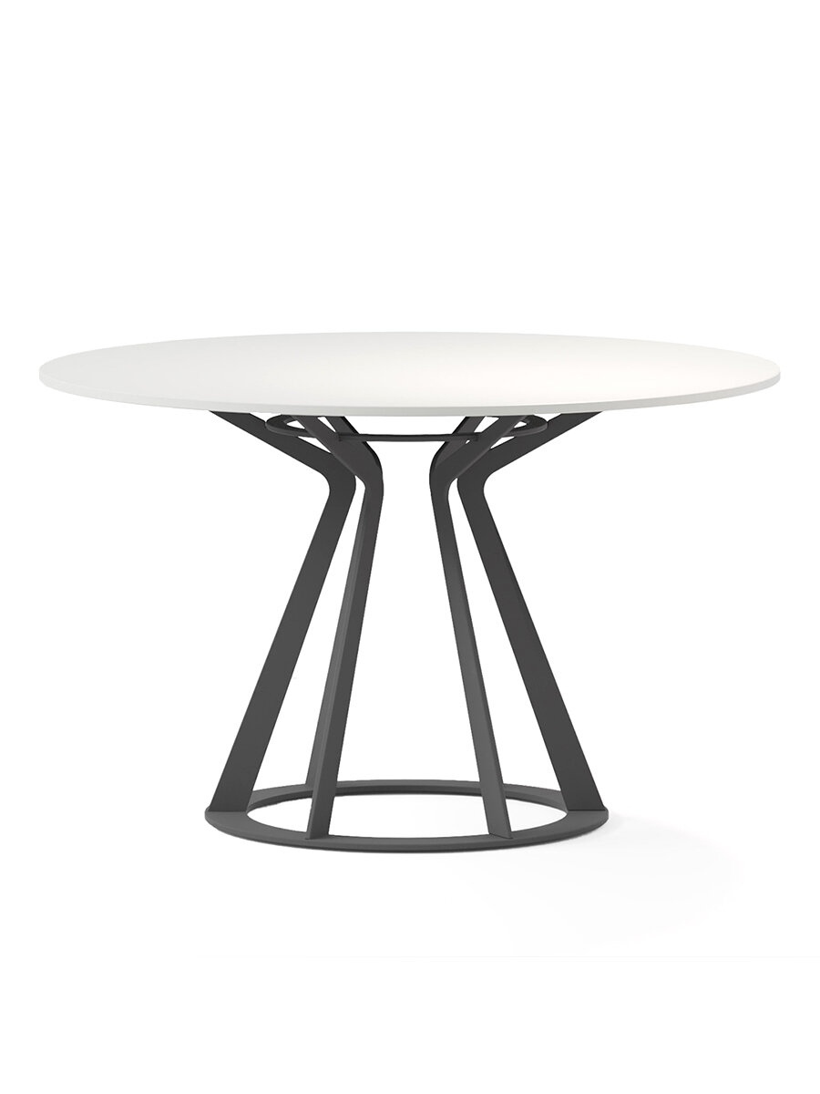 Стол Меркури матовый белого цвета на черной металлической опоре