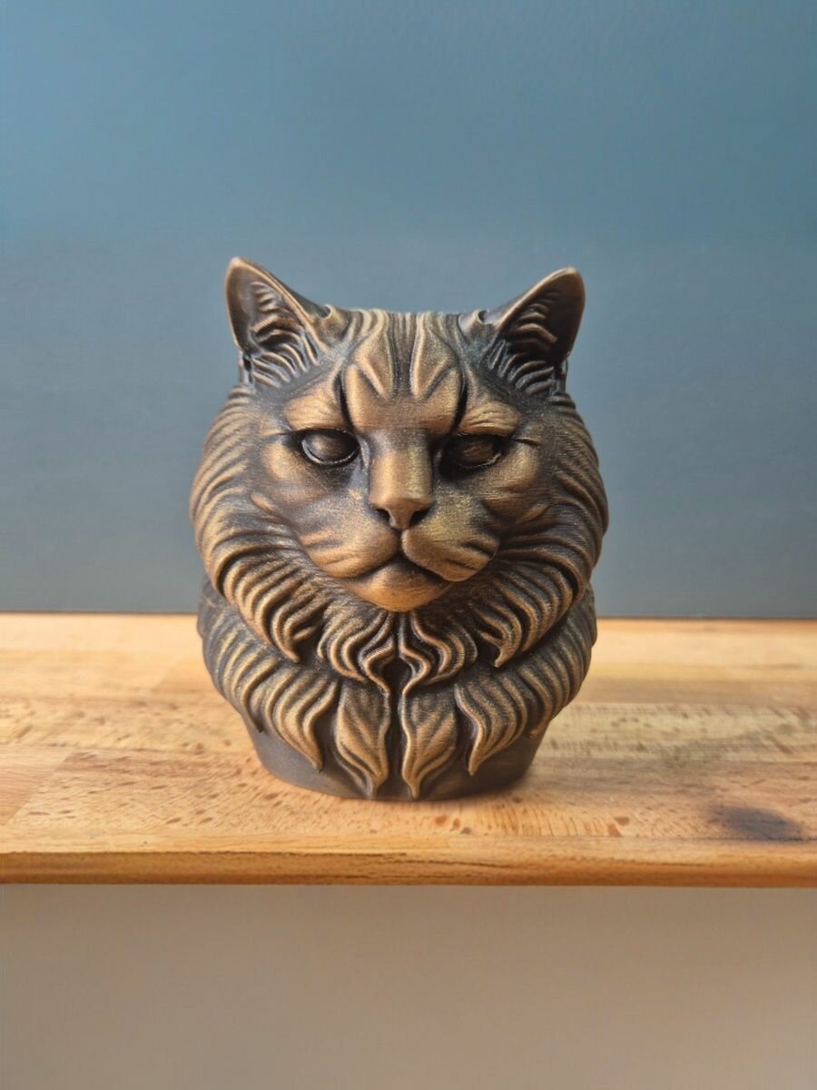 Эксклюзив! Статуэтка кошки - Сибирская кошка (10 см, коричневый металлик) - Милый друг, подарок, талисман