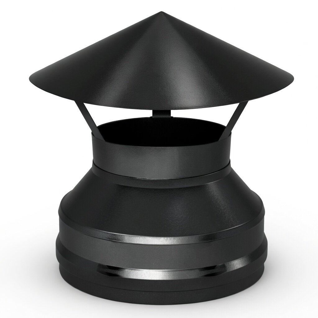 Оголовок дымохода Везувий BLACK, нержавеющая сталь, черный, 115x200 мм