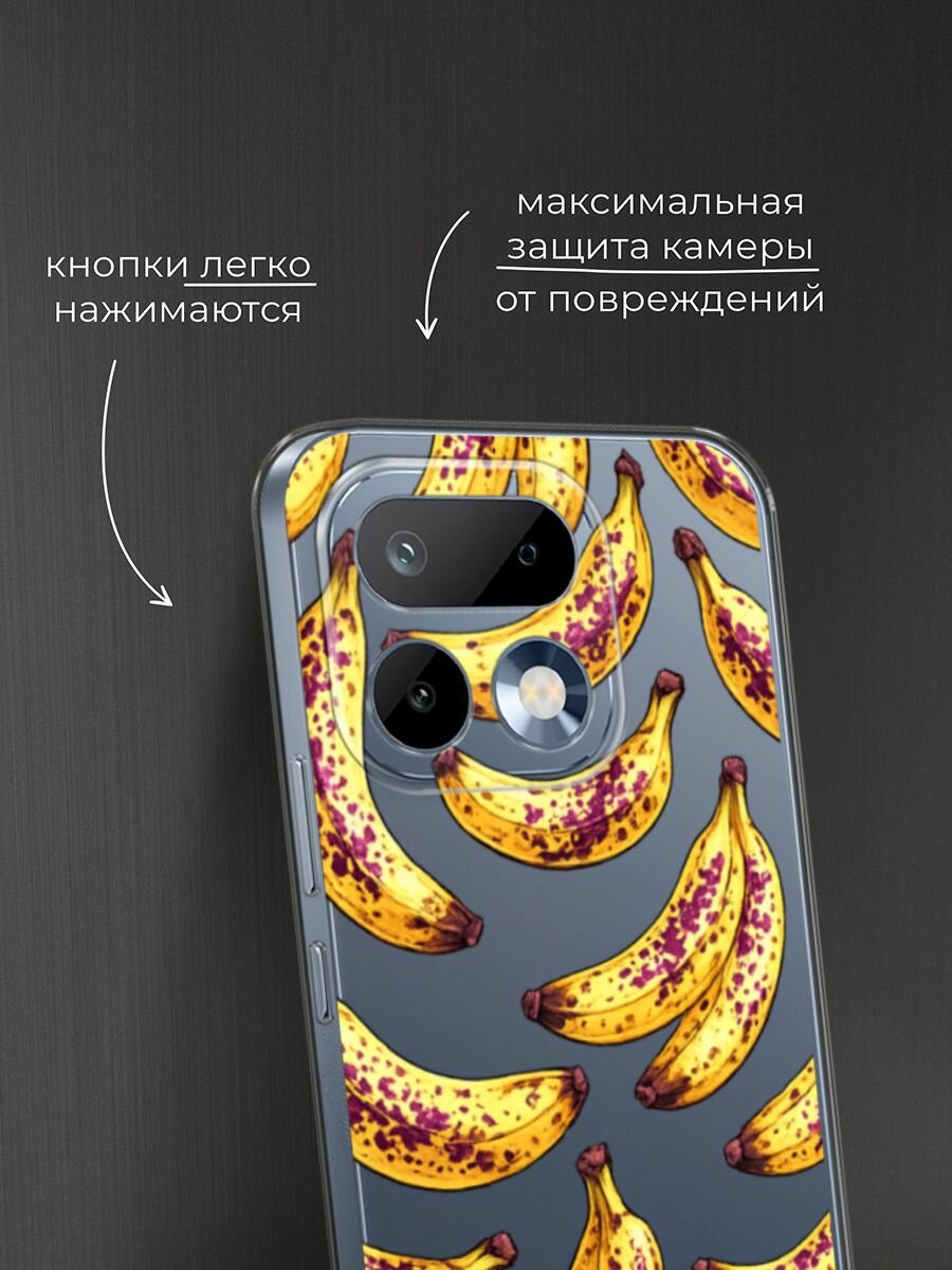 Чехол на Realme 16 Pro / Реалме 16 Про с принтом Банановый фон, прозрачный — фото 1