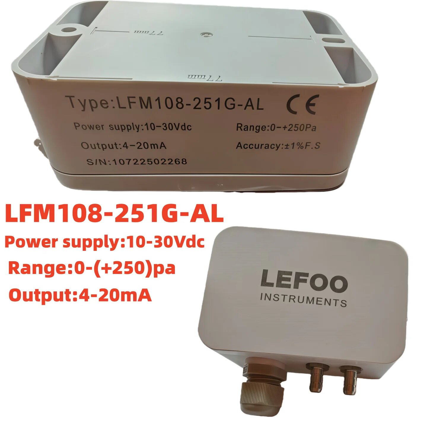 LEFOO LFM108-251G-AL Преобразователь Давления 0-250Pa 4-20mA