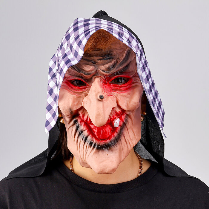 Карнавальная маска "Баба-яга", тематика: хэллоуин, цвет: бежевый