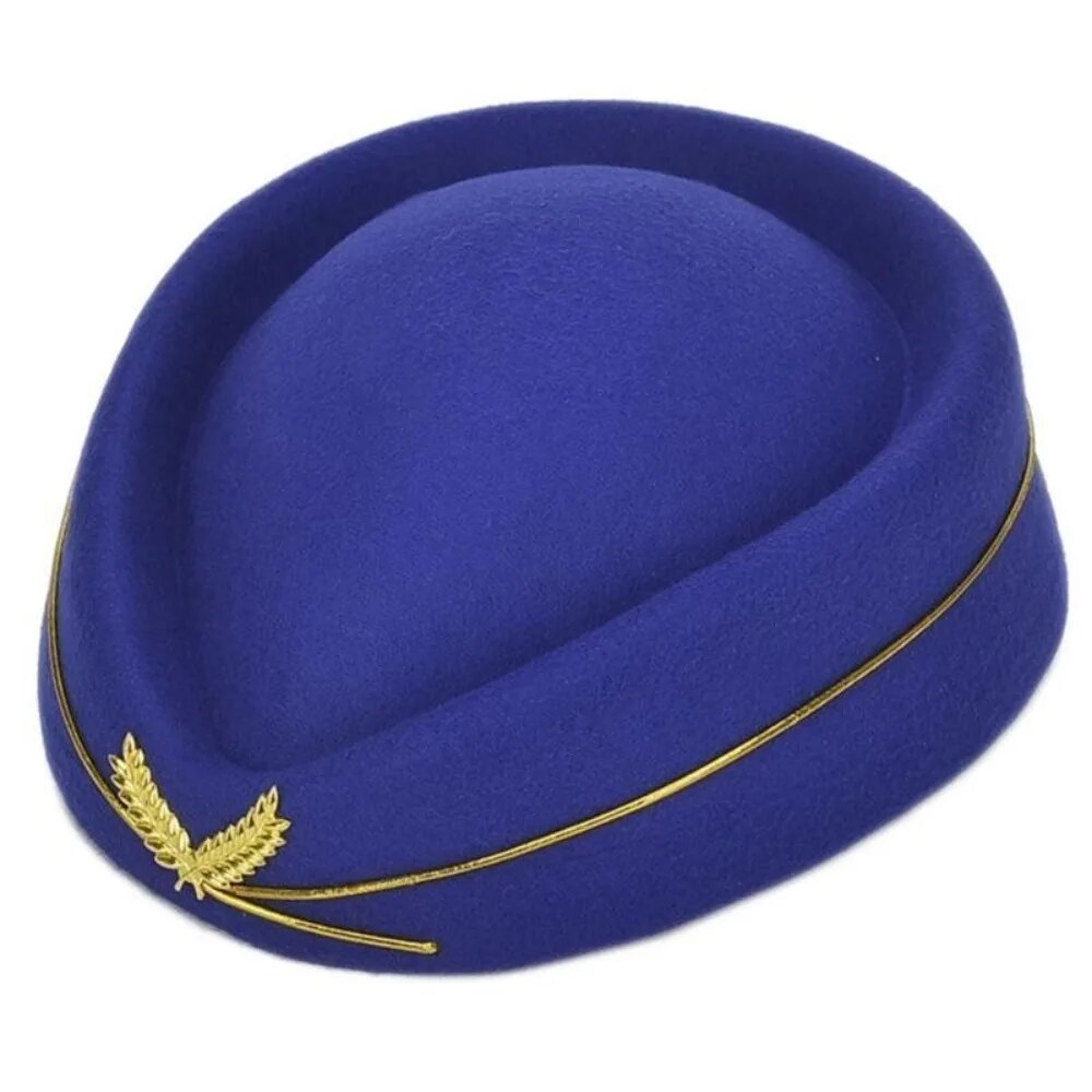 Синяя шляпа стюардессы, полиэстер, 1 шт.