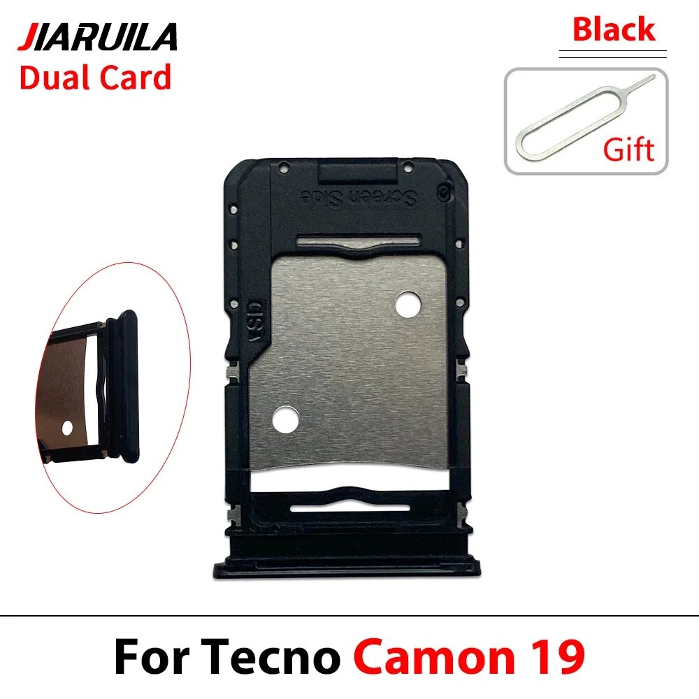 Держатель SIM-карты для Tecno Camon 19 Black