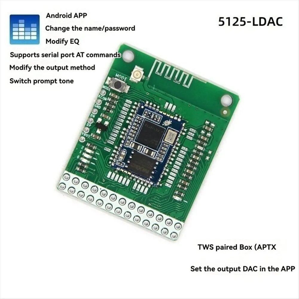 N2QCC5125 Модуль Стереоаудио Bluetooth 5.1 DC 3.6-5.5V LDAC Без Потерь Аналоговый Выход /APTXLL/APTXHD Вызова