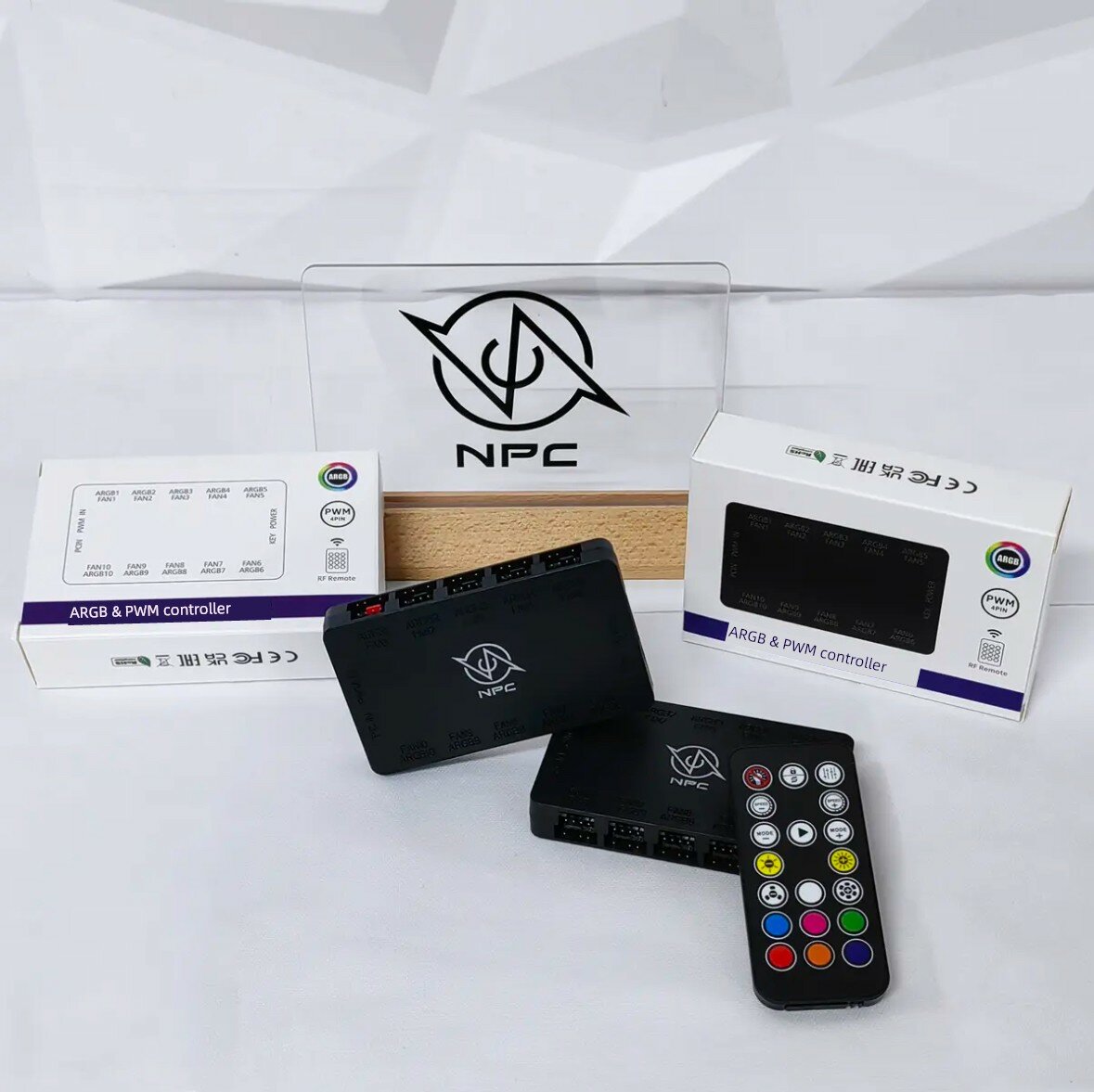 Контроллер ARGB RGB с пультом дистанционного управления и магнитным креплением для корпусных вентиляторов ПК - Черный