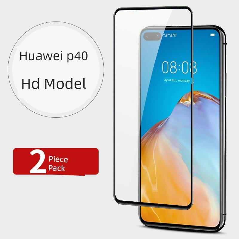 Защитная пленка из закаленного стекла для Huawei P40, черная с анти-отпечатками, комплект из 2 шт.