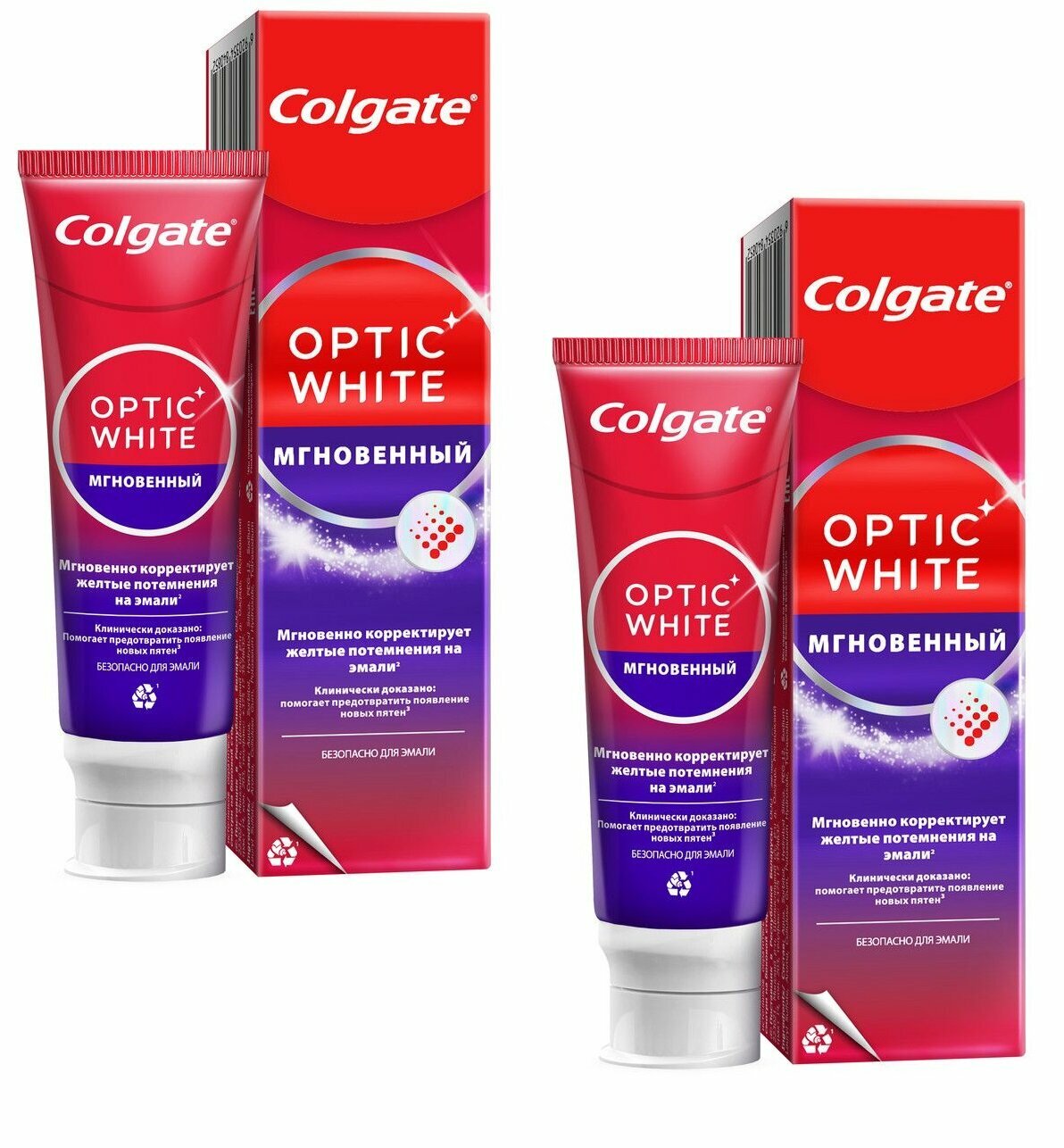 Зубная паста Colgate Optic White Мгновенный, 75 мл 2шт