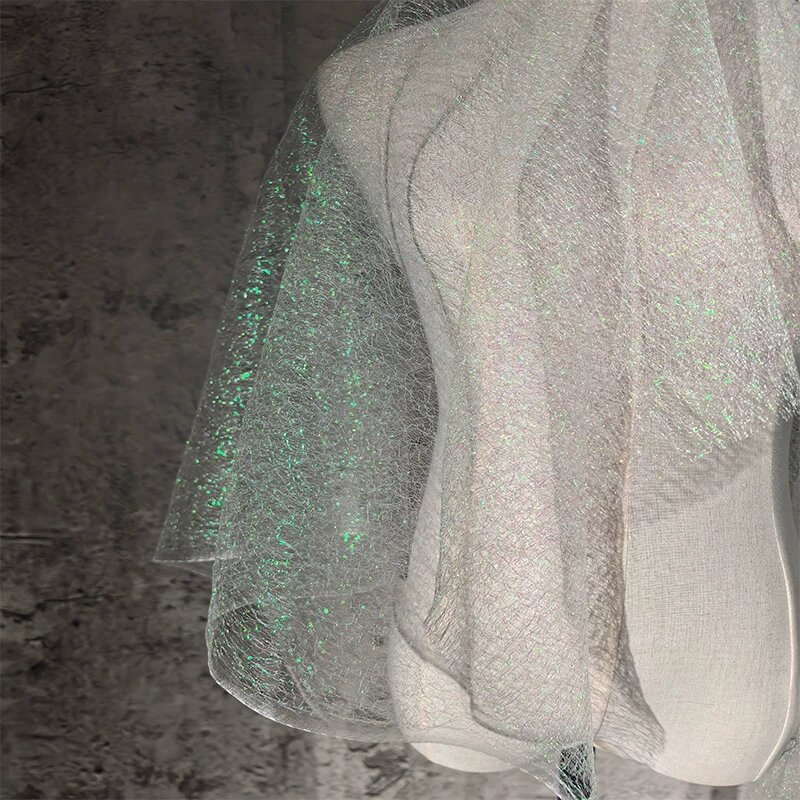 Симфония асимметричный вырез прозрачный блеск мягкая сетка марлевое свадебное платье кукла diy прозрачная дизайнерская