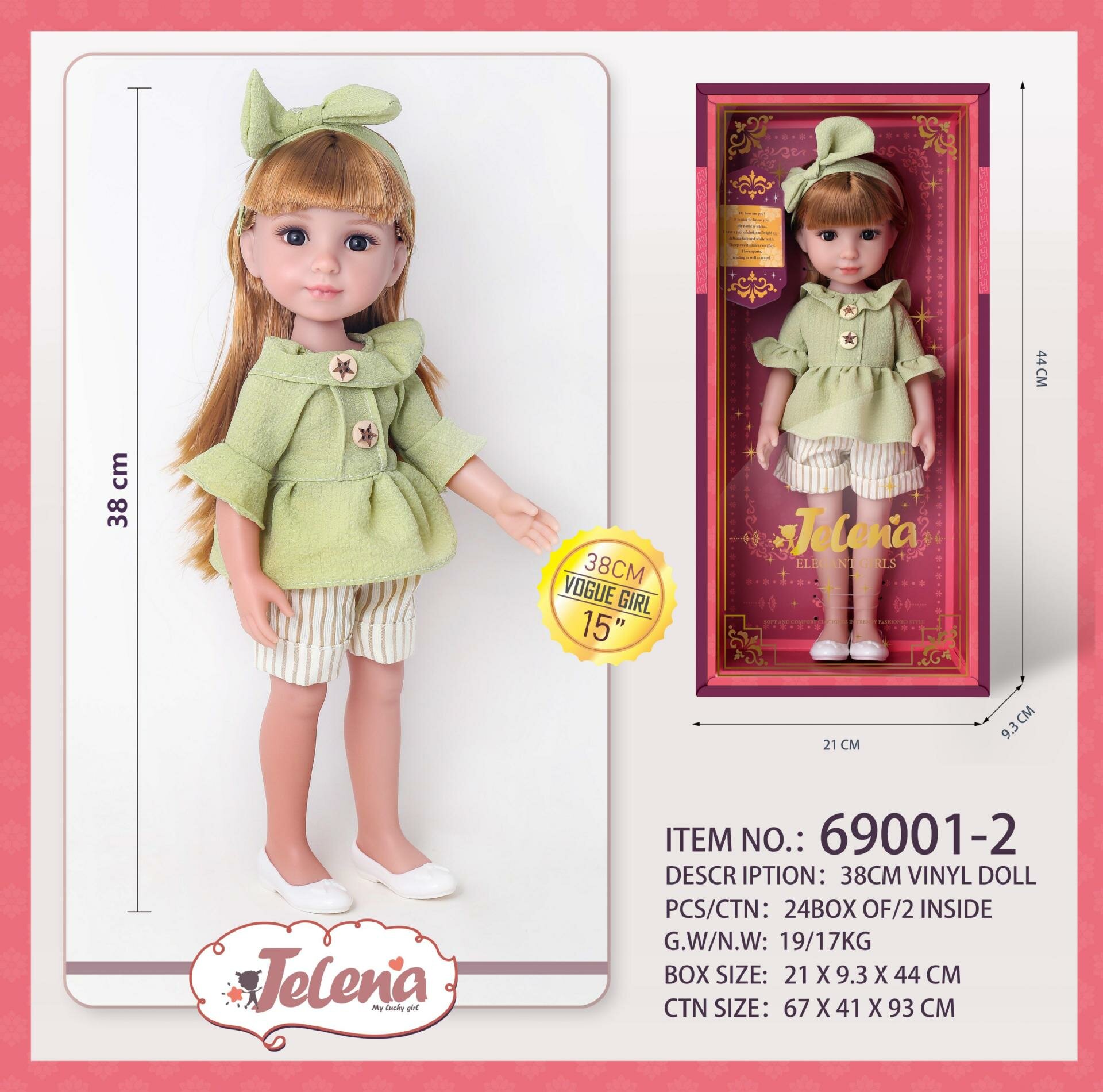 Новая 15-дюймовая экологически чистая виниловая кукла-игрушка Елена Juguete Игрушка