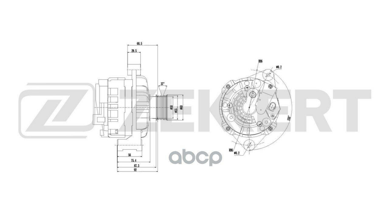 Генератор Lada Priora (2170_ 2171 2172) 07- Kalina (1117-1119) 04- Zekkert арт. ge-1052