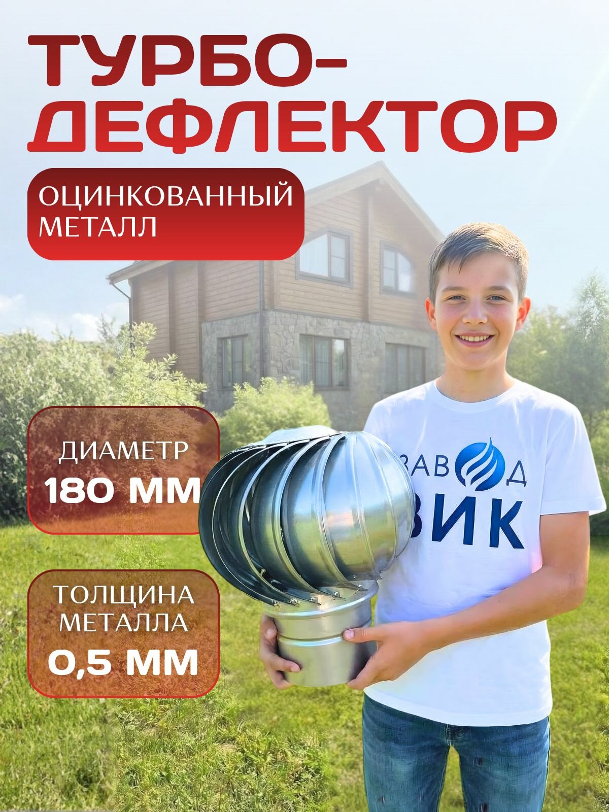 Турбодефлектор 180, труба нержавейка, дефлектор для вентиляции на трубу, оцинкованный металл