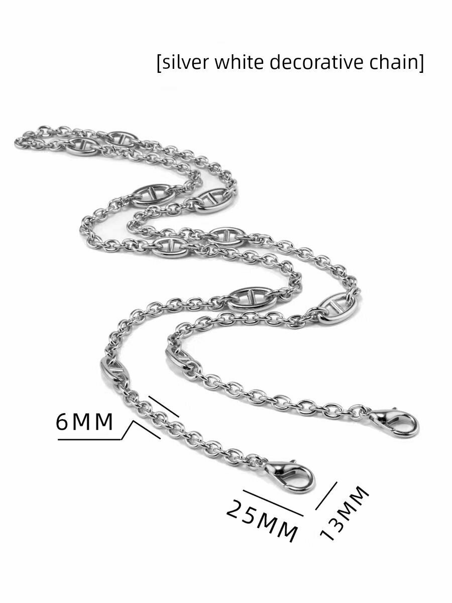 Аксессуар ремешка для сумки Hermès Kelly to Go с цепью-свиной мордой 120 см с серебряной застежкой