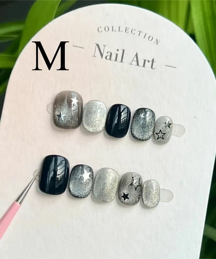 10 шт. бусины ручной работы Кошачий глаз черного цвета с серебристыми звездами