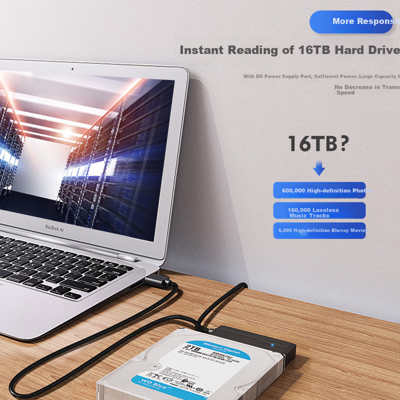 UNITEK USB 3.0 к SATA кабель с источником питания 12В 2А для жестких дисков 2.5/3.5 дюйма 1.2 м Модель：USB 3.0 к SATA