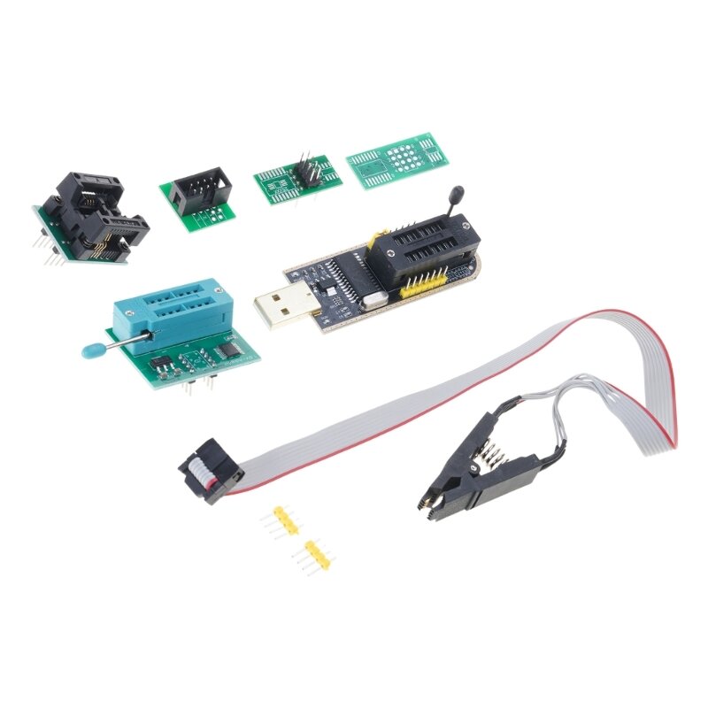 Комплект программатора CH341B BIOS USB + SOIC8 SOP8 Test для тестирования микросхем и программирования микросхем для инженеров и энтузиастов DIY