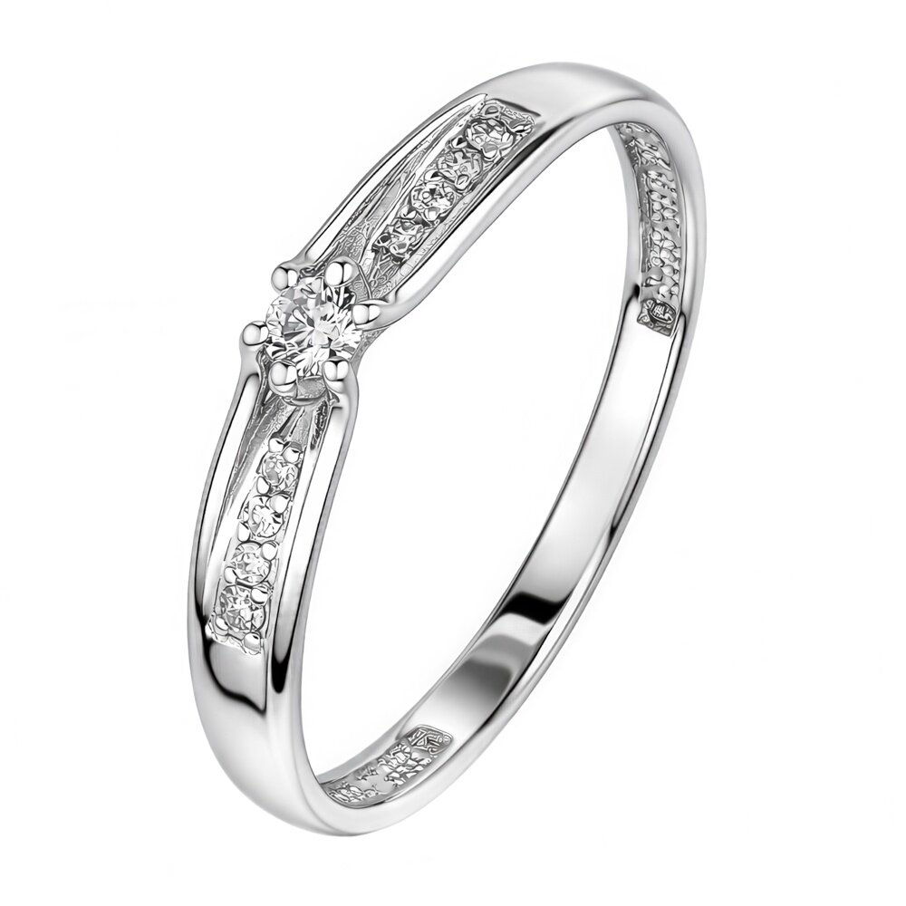 Кольцо, белое золото, 585 проба, родирование, бриллиант