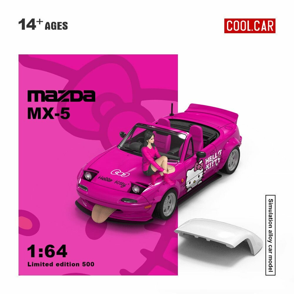 Крутой автомобиль 1/64 Mazda MX-5 Hello Kitty Модель автомобиля из литого металла