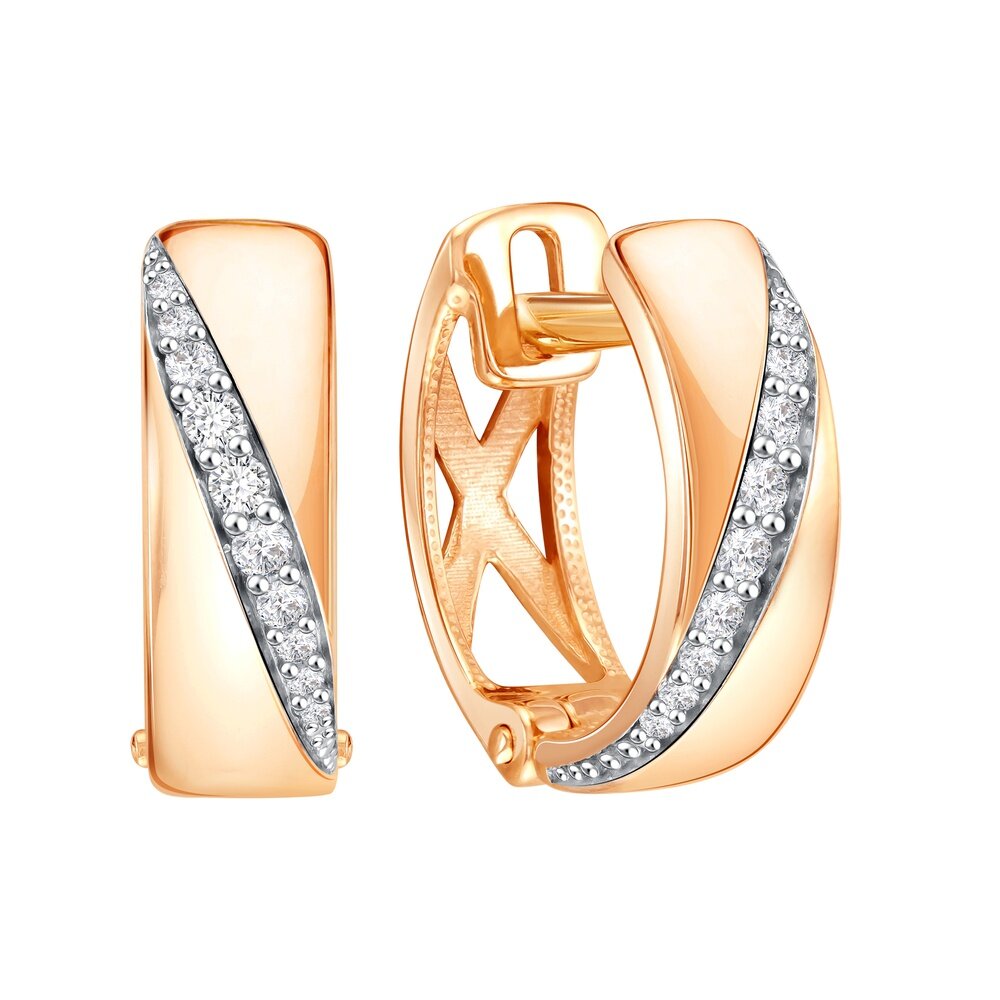 Серьги, красное золото, 585 проба, родирование, фианит