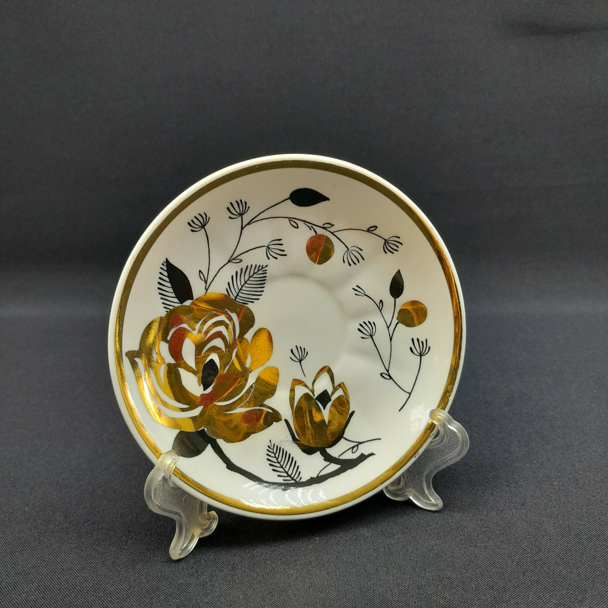 Винтажное чайное кофейное блюдце Вербилки, фарфор 125 мм, СССР