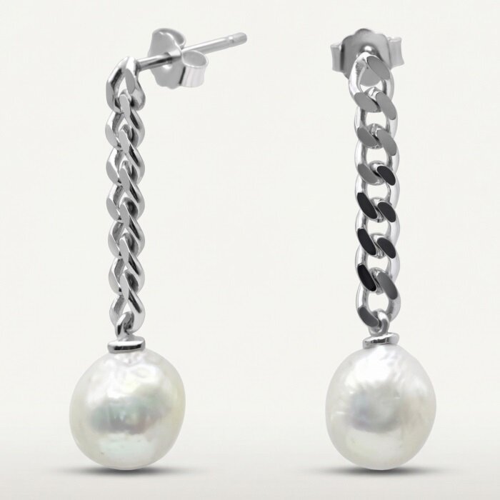 Серьги, серебро, 925 проба, жемчуг культивированный