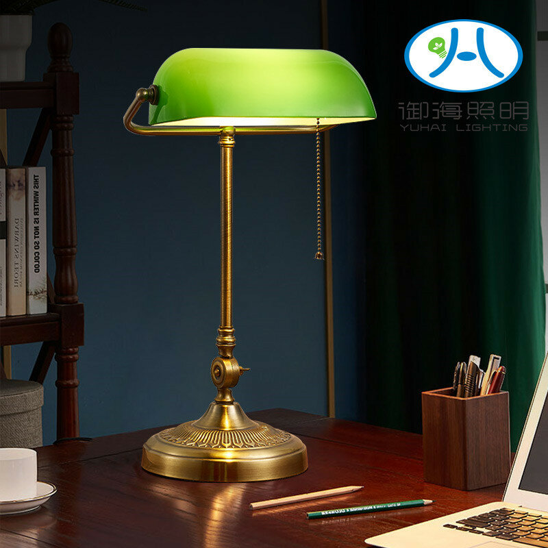 Античный настольный светильник из медного сплава для кабинета, с вилкой по стандарту Японии