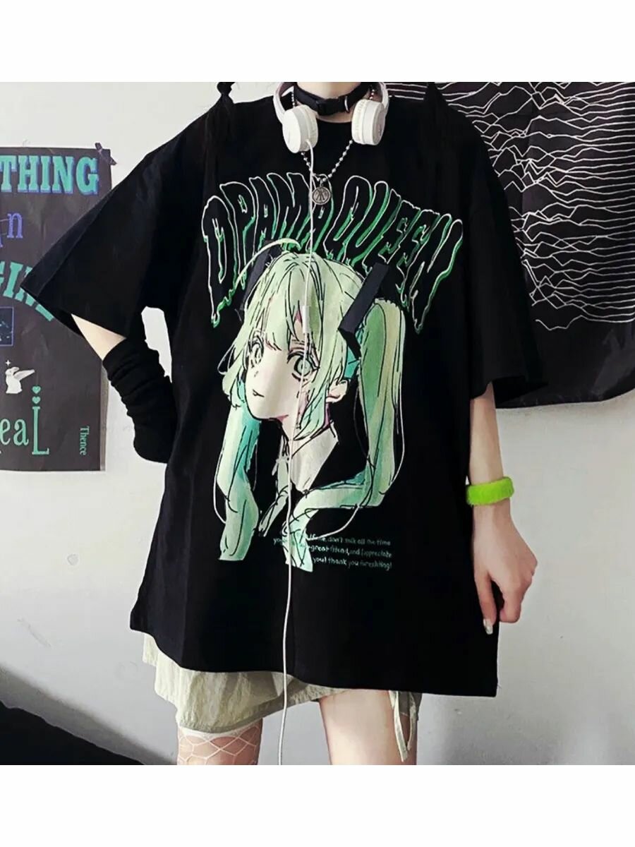 Футболка Аниме оверсайз с принтом – стильный и комфортный вариант для девушек и подростков