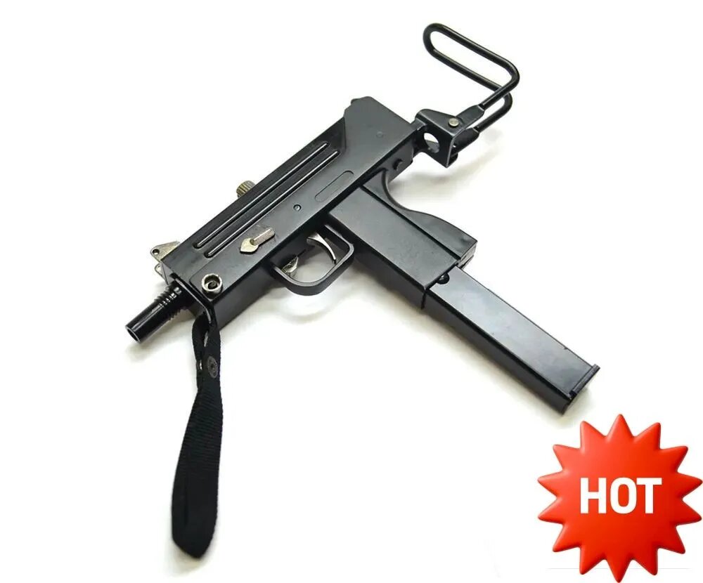 Модель Ingram MAC 10 масштаб 1/2, сборная металлическая миниатюра, длина 14 см, черный цвет — фото 1
